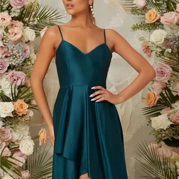 Dresses | Luxe Satin Ruffle Party Evening Formal Wedding Prom Dress ...